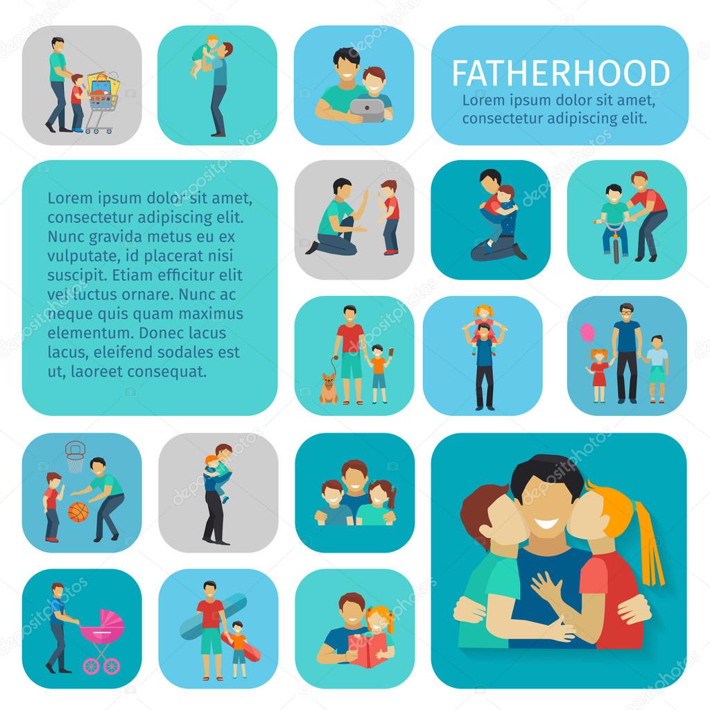 Fatherhood Flat Icons Set Stock Vector Image by ©macrovector #74009547