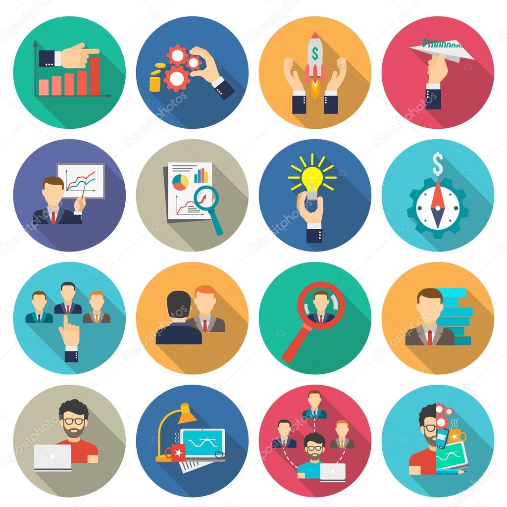 Business Icons Flat Shadow Set Stock Vector by ©macrovector 74009727