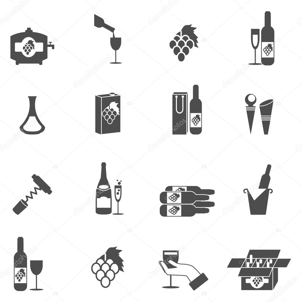 Wine Icon Set — Stock Vector © Macrovector 74010037