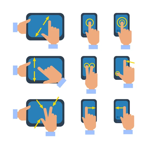 Touch interface gestures icons — Stock Vector © macrovector #58336587