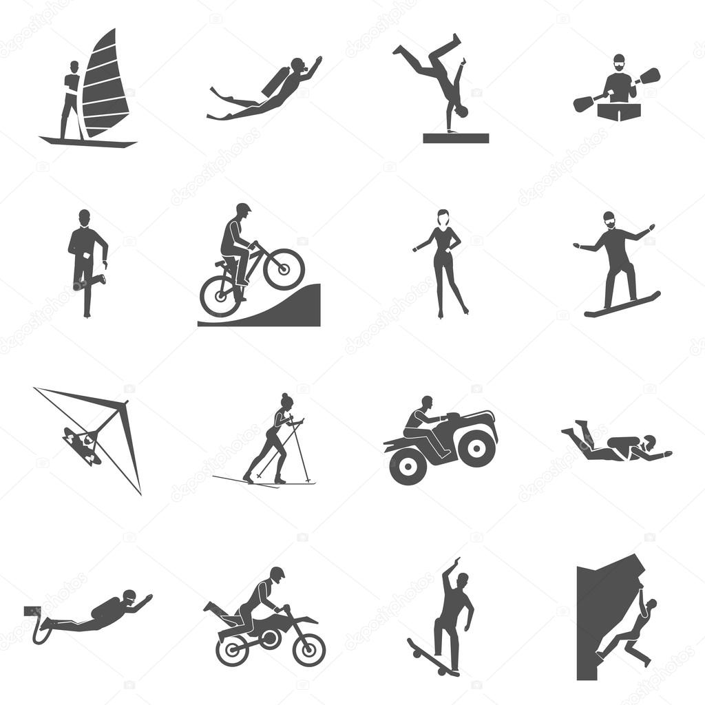 Extreme Sports Icons — Stock Vector © macrovector #75872999