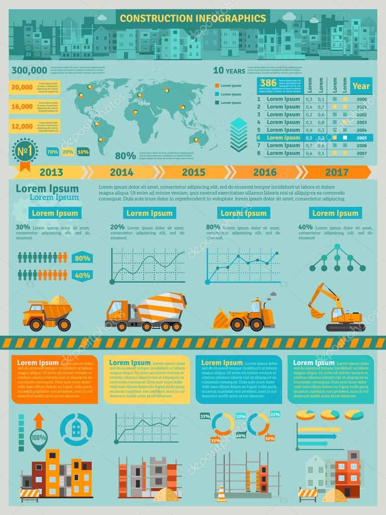 Construction Infographics Set — Stock Vector © macrovector #75873443