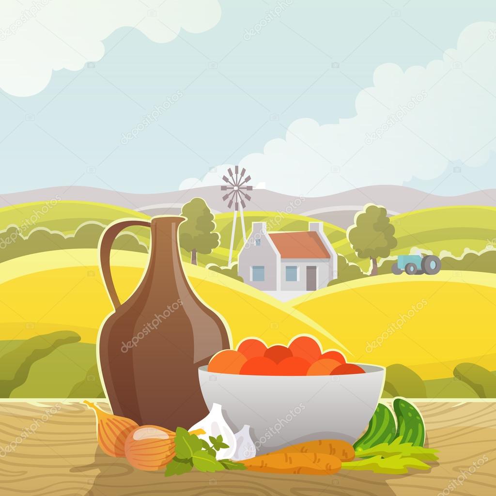 Rural landscape abstract illustration poster Stock Vector Image by ...