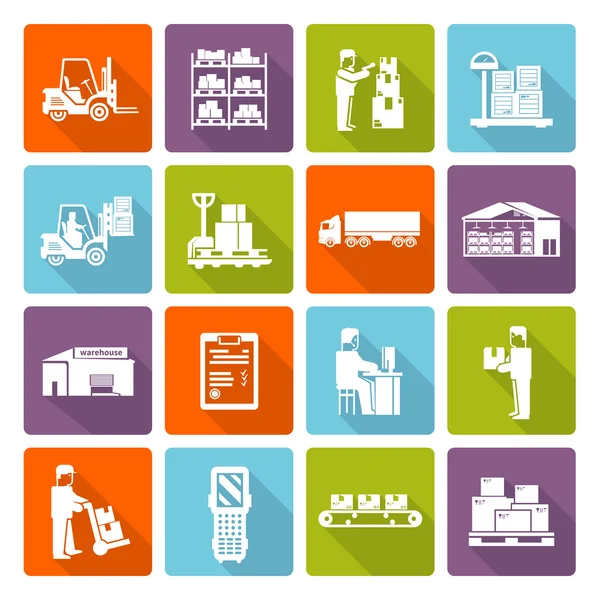 Warehouse Icons Flat Set Stock Vector Image by ©macrovector #74009947