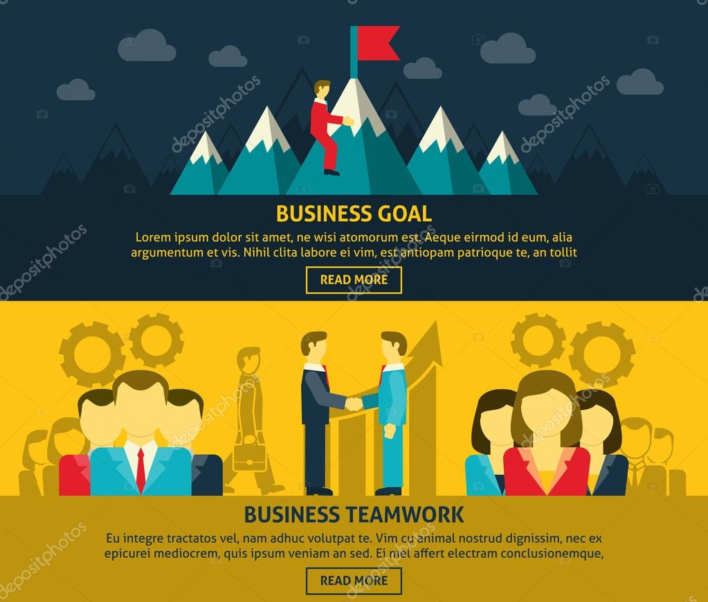 Leadership and business banners set — Stock Vector © macrovector #78371330