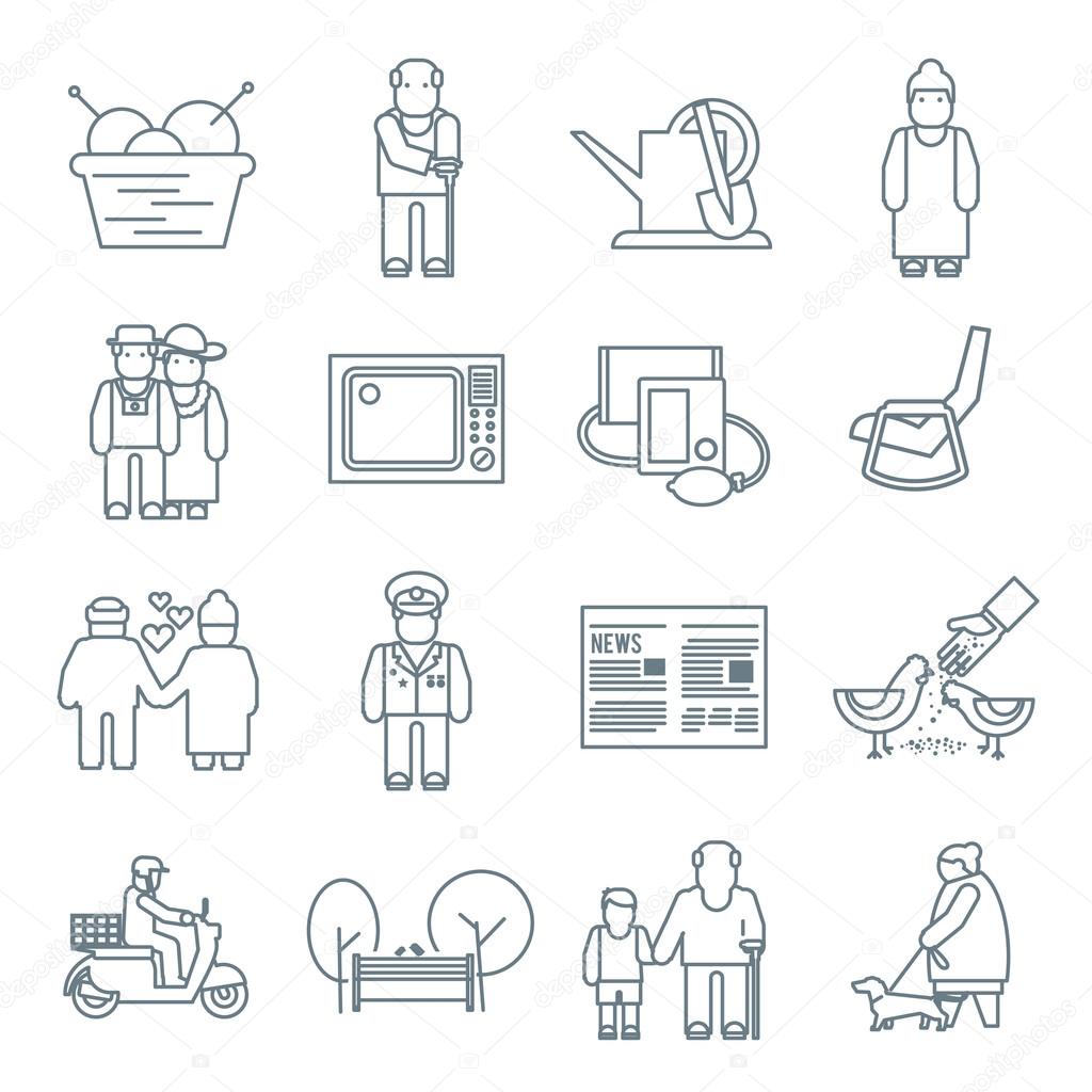 Pensioners Life Icons Stock Vector Image by ©macrovector #78371336