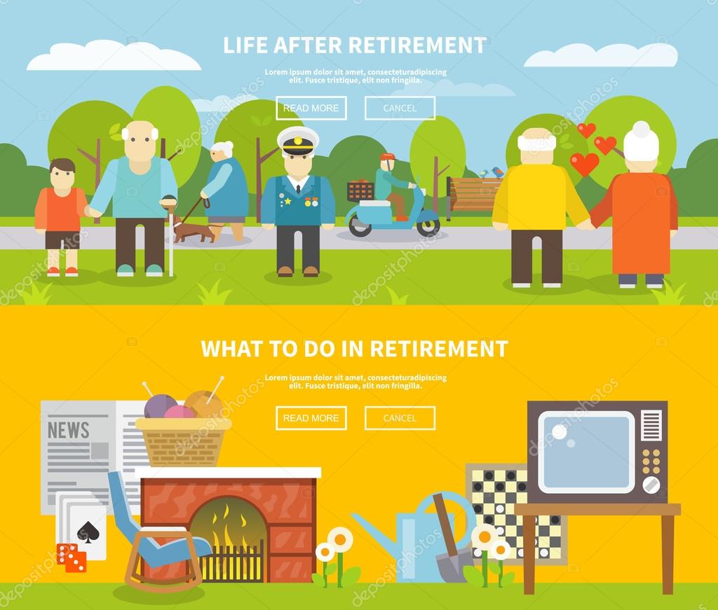 Pensioners Life Banner Set Stock Vector Image by ©macrovector #78371366