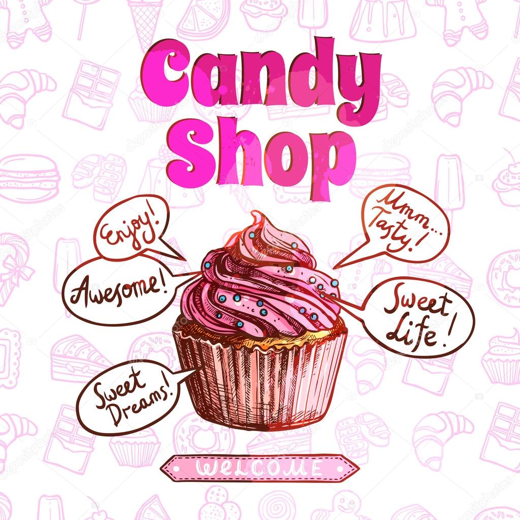 Candy Shop Poster Stock Vector Image by ©macrovector #78371412