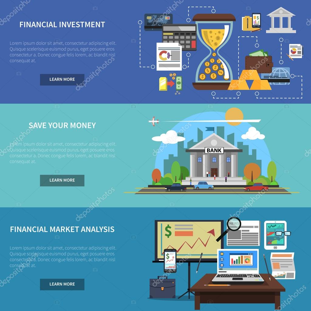 Finance Banner Horizontal Set Stock Vector by ©macrovector 78966832