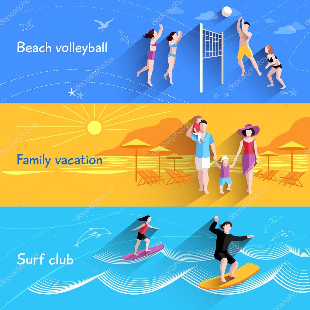 People On Beach Banner — Stock Vector © macrovector #79992420