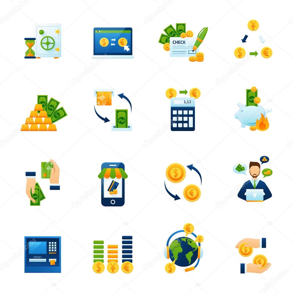 Currency exchange flat icons set Stock Vector Image by ©macrovector ... Currency exchange flat icons set Stock Vector Image by ©macrovector ...