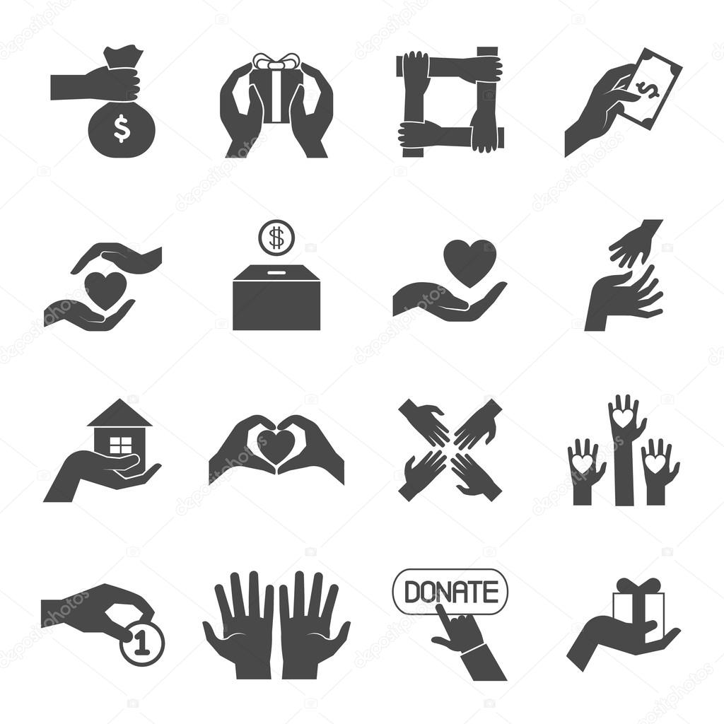 Long hands giving black icons set — Stock Vector © macrovector #82164326