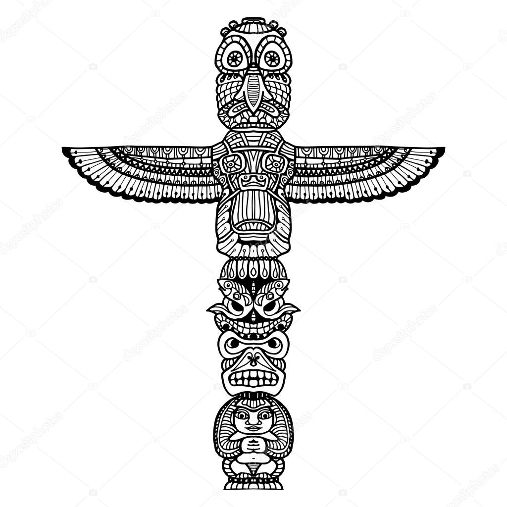 Doodle Totem Illustration ⬇ Vector Image by © macrovector | Vector Stock 82164694