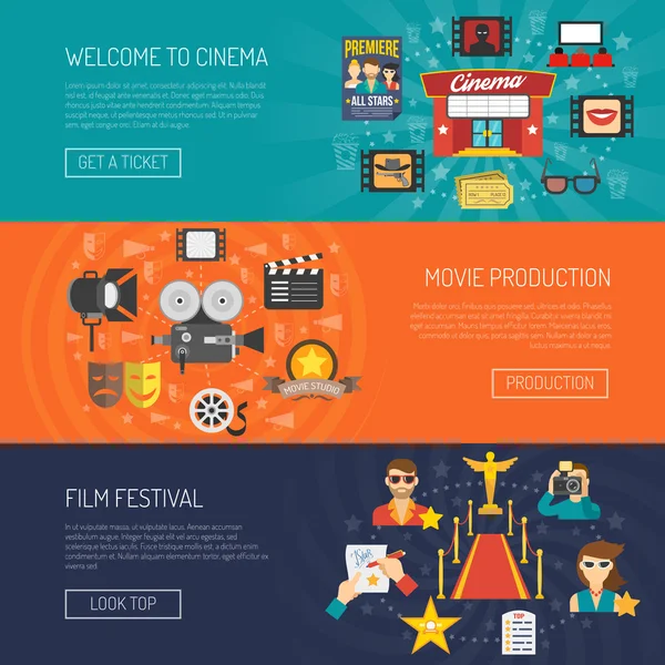 Movie Time. Premiere. Movie Making. Flat Design Vector Illustration ...