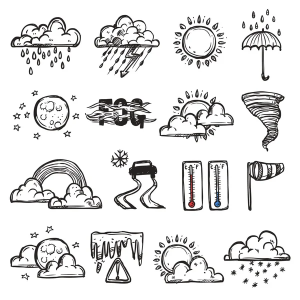 Weather Doodle Vector Set Hand Drawn Vector Illustration Stock Vector ...