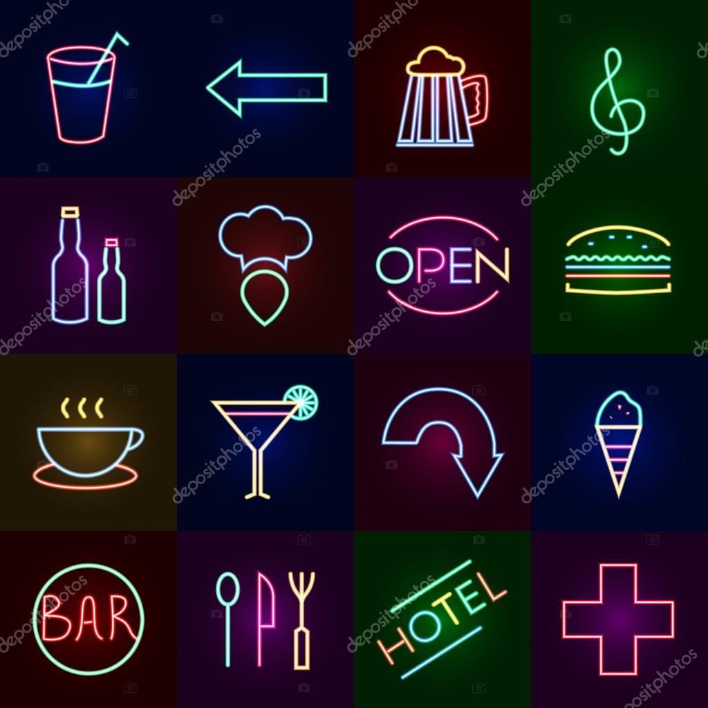 Neon icons pack | Neon Icons Set — Stock Vector © macrovector #84088740 Neon icons pack | Neon Icons Set — Stock Vector © macrovector #84088740