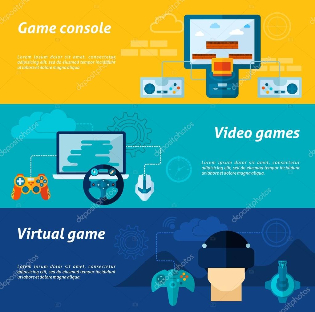 Video Game Banner Set Stock Vector Image by ©macrovector #84089464