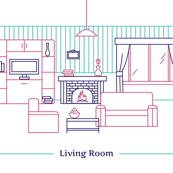 Living room line design Vector Art Stock Images | Depositphotos