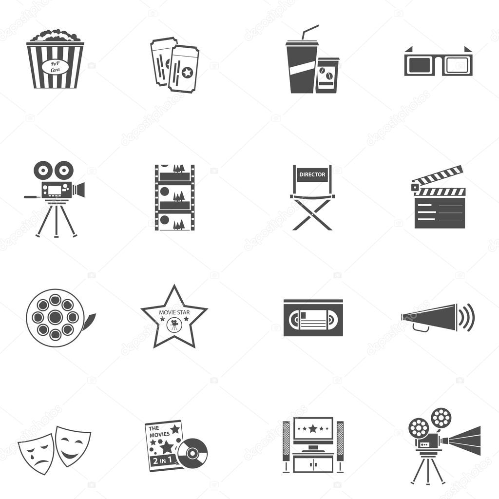 Movie Icons Black Set Stock Vector by ©macrovector 85505818