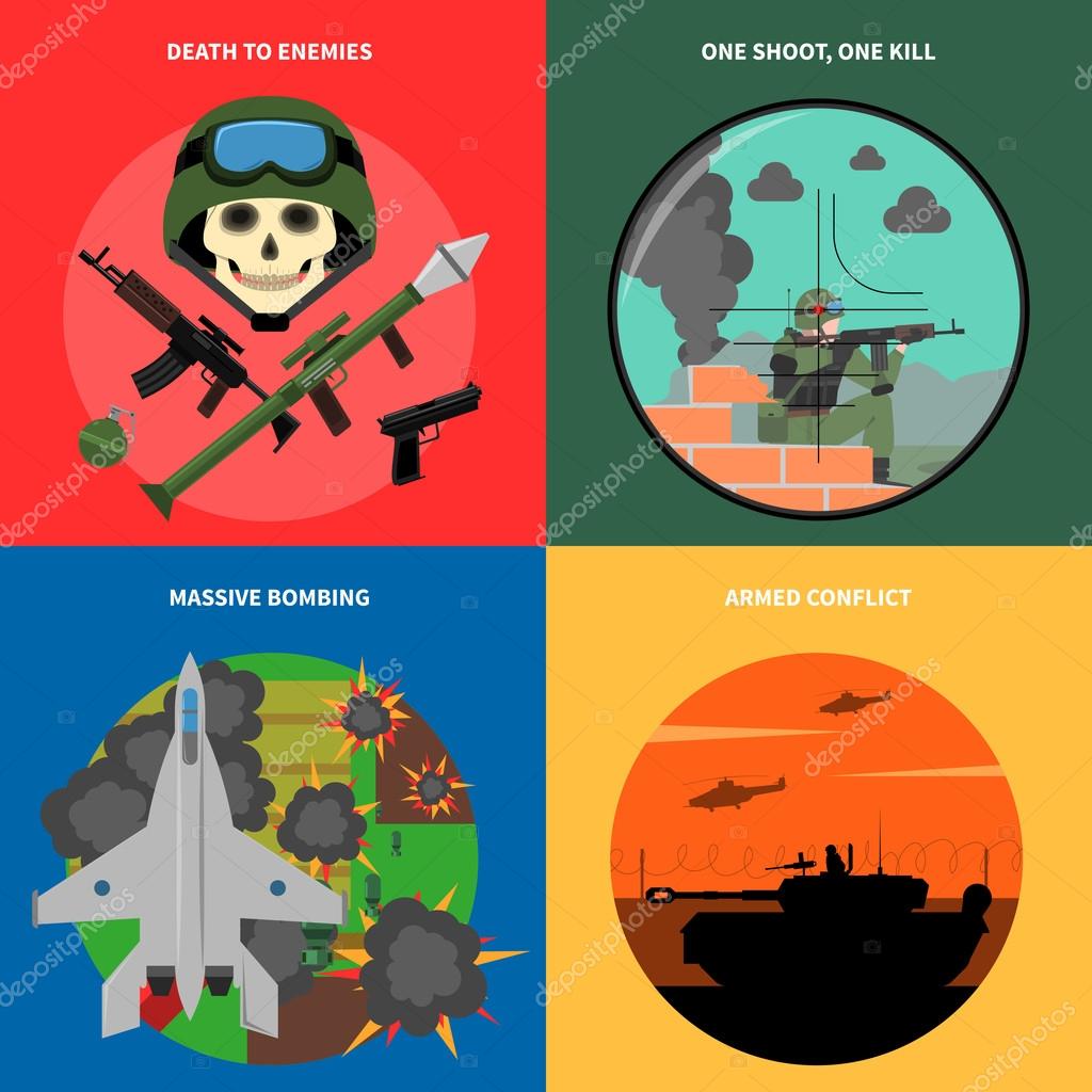 War Icons Set — Stock Vector © macrovector #85506488