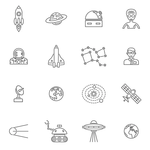 Space icons outline — Stock Vector © macrovector #53324159