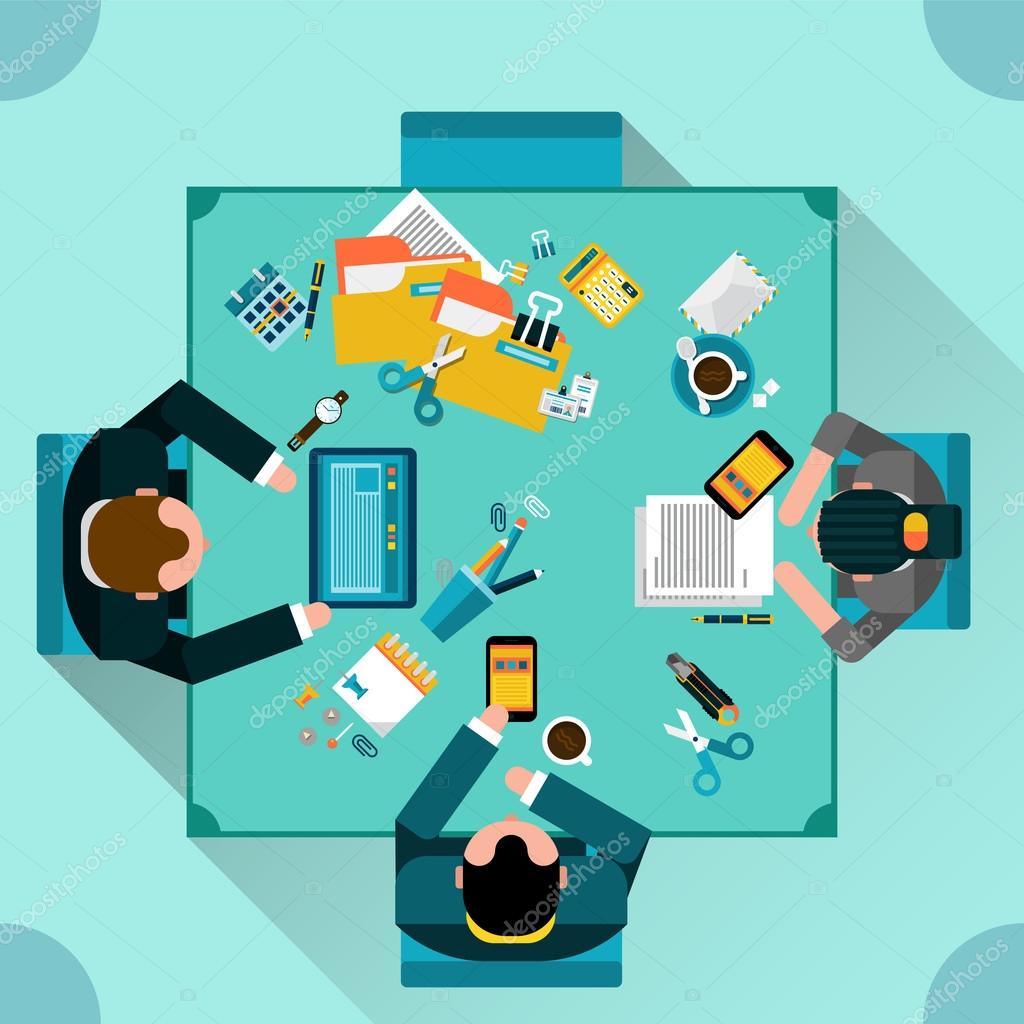 Office Teamwork Concept — Stock Vector © Macrovector 87521588