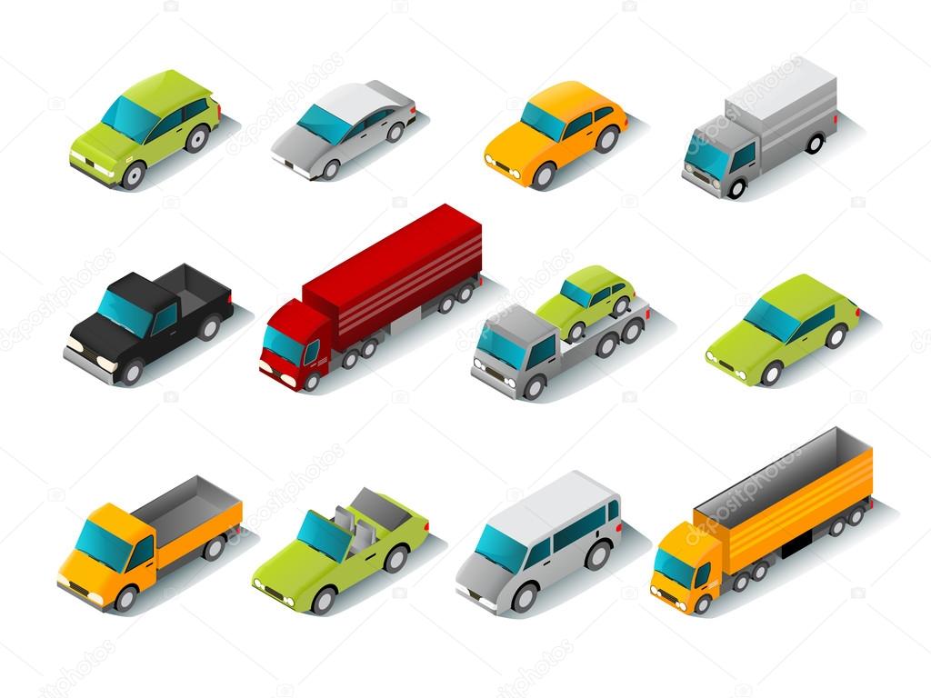 Isometric Car Icons Set — Stock Vector © macrovector #89255158