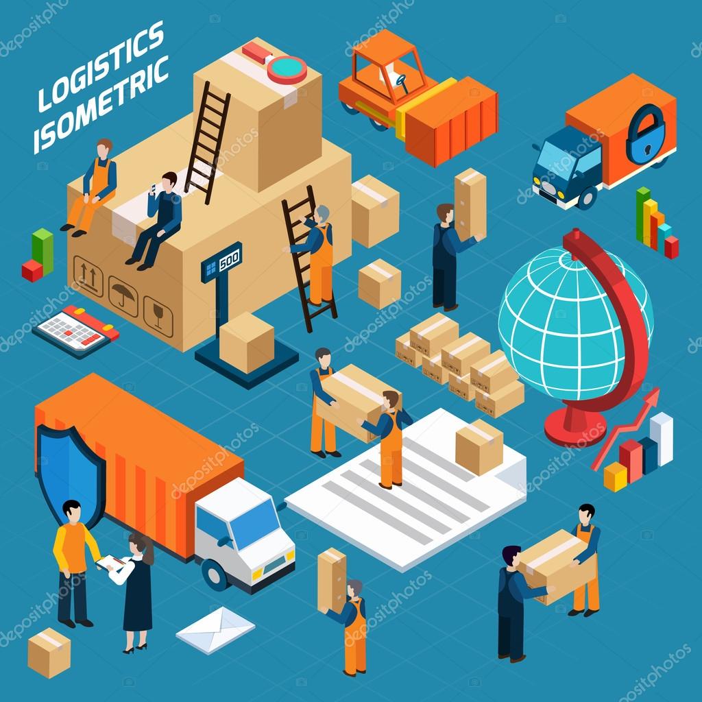 Isometric Warehouse Logistics Concept — Stock Vector © macrovector ... Isometric Warehouse Logistics Concept — Stock Vector © macrovector ...