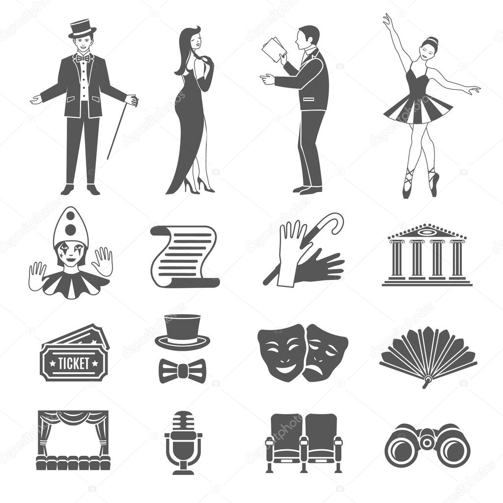 Theatre Icons Set Stock Vector by ©macrovector 89255778