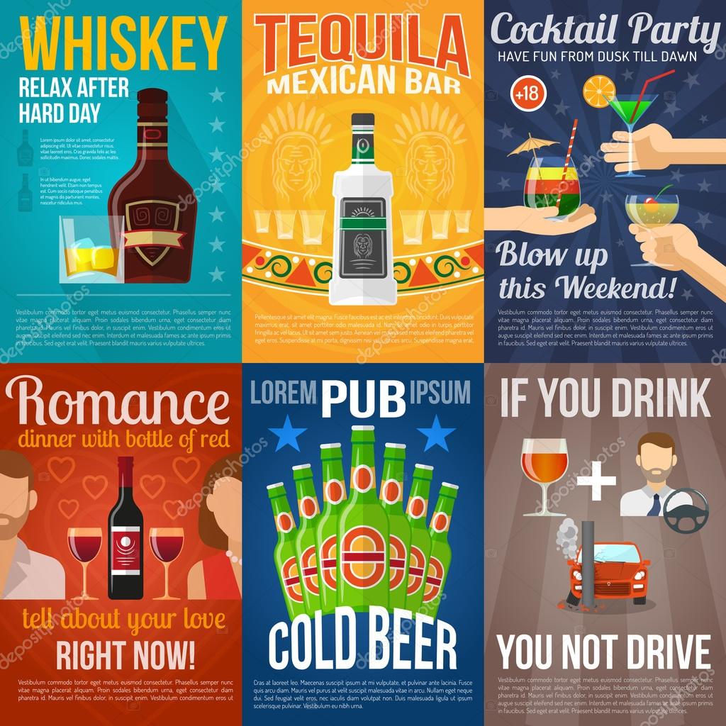 Alcohol Mini Poster Set Stock Vector by ©macrovector 93121854