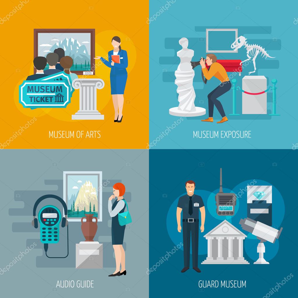 Museo conjunto plano Vector de stock por ©macrovector 93122300