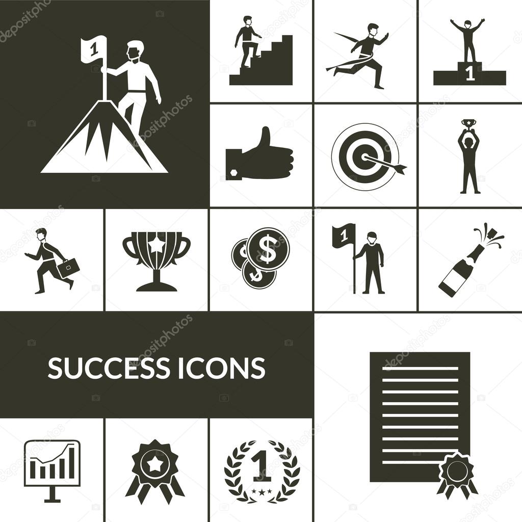 Success Icons Black Set Stock Vector Image by ©macrovector #93122380