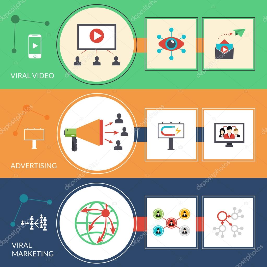 Viral marketing strategy flat banners set Stock Vector Image by ...