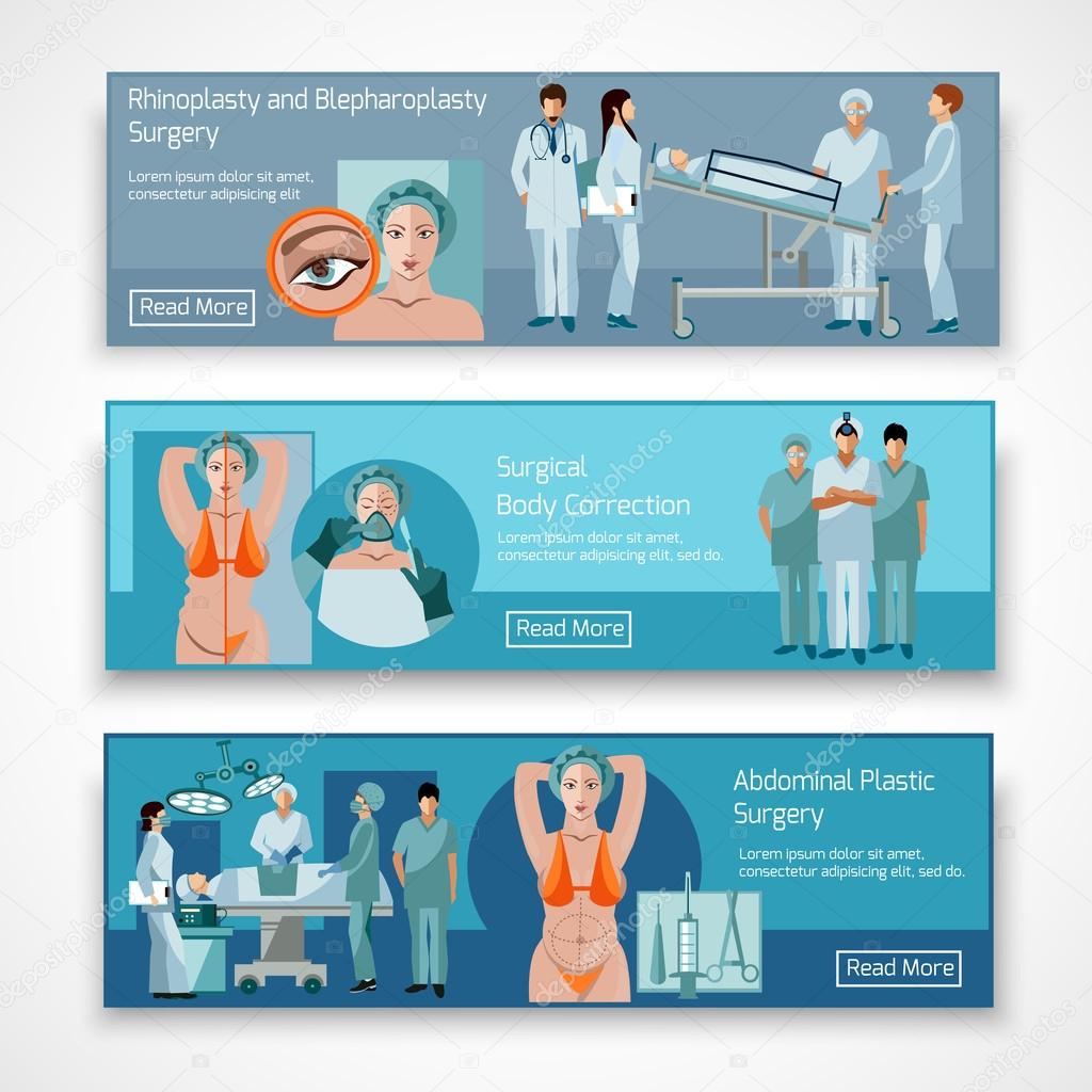 Plastic surgery concept 4 flat icons square Stock Vector Image by ...