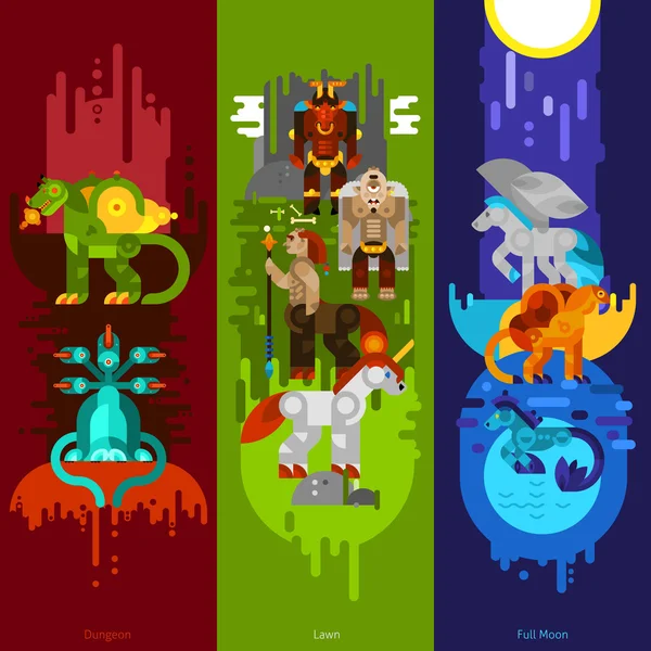 Mythical creatures icons — Stock Vector © macrovector #93646598 Mythical creatures icons — Stock Vector © macrovector #93646598