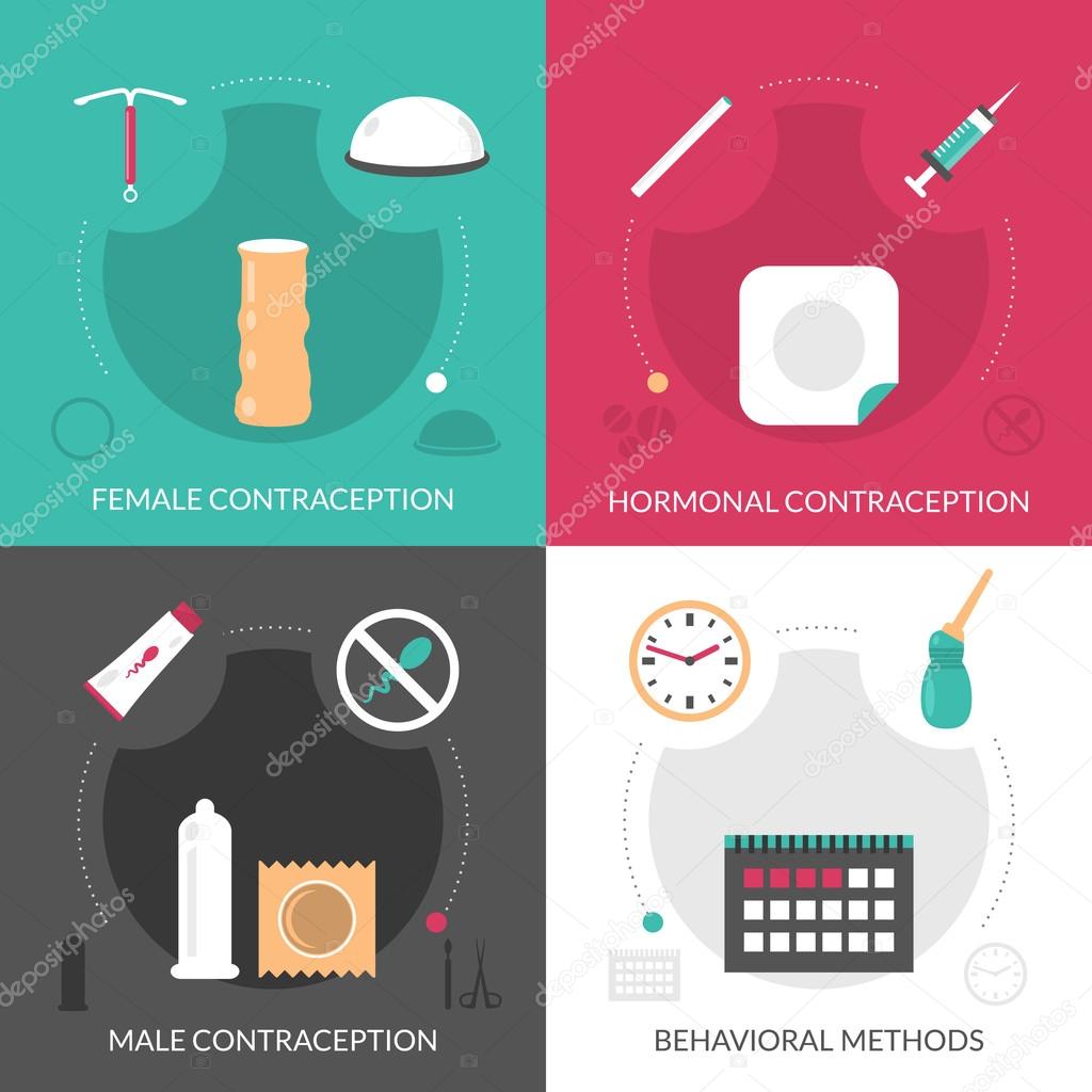 Contraception Concept Icons Set — Stock Vector © Macrovector 95850220