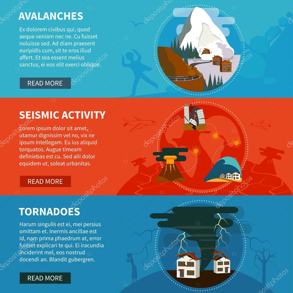 Natural Disasters Horizontal Banners Stock Illustration by ©macrovector ... Natural Disasters Horizontal Banners Stock Illustration by ©macrovector ...