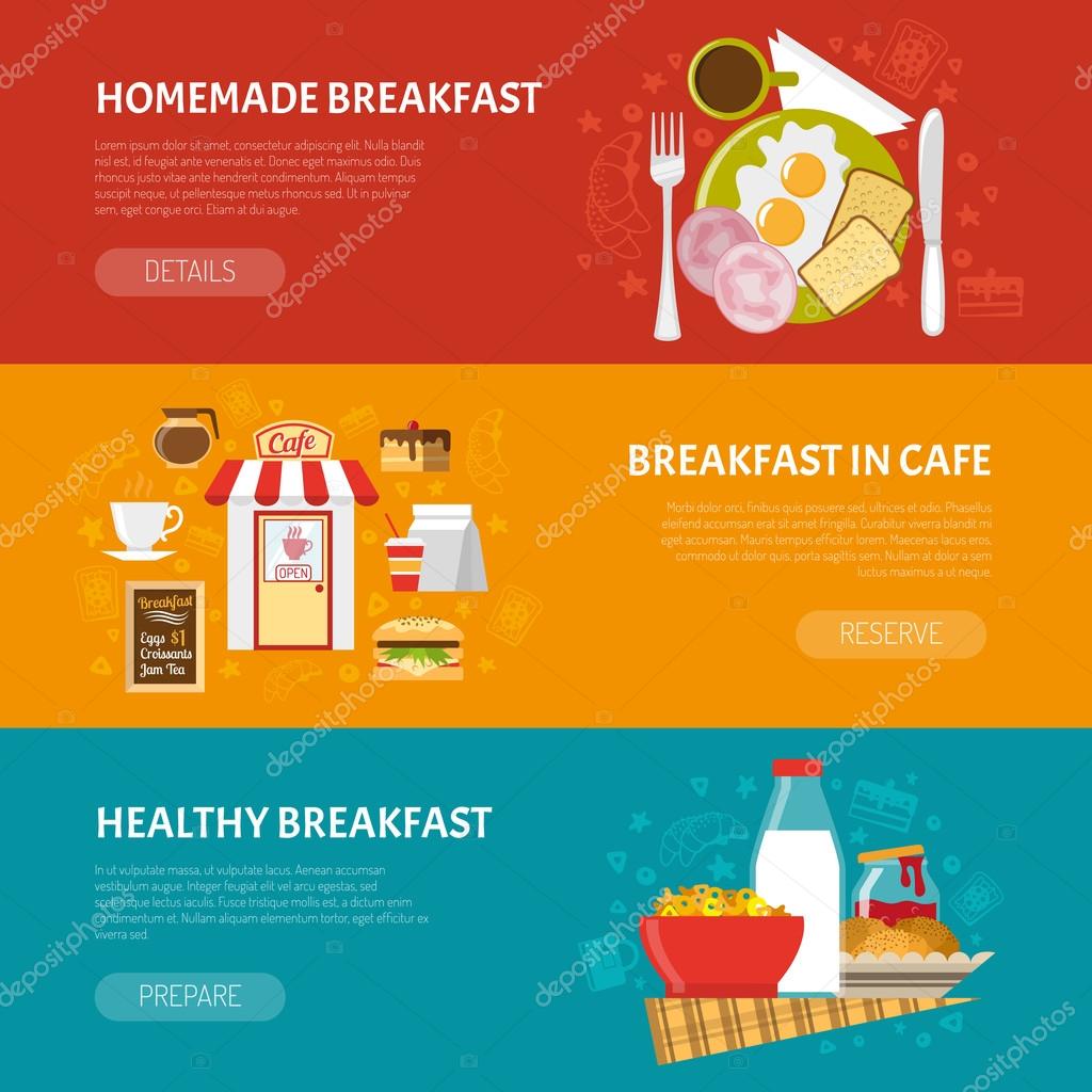 Breakfast Banners Set Stock Vector by ©macrovector 95850832