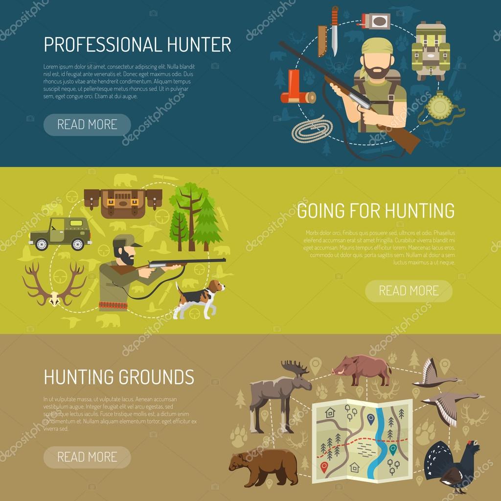 Hunting Horizontal Banners Collection — Stock Vector © macrovector ...