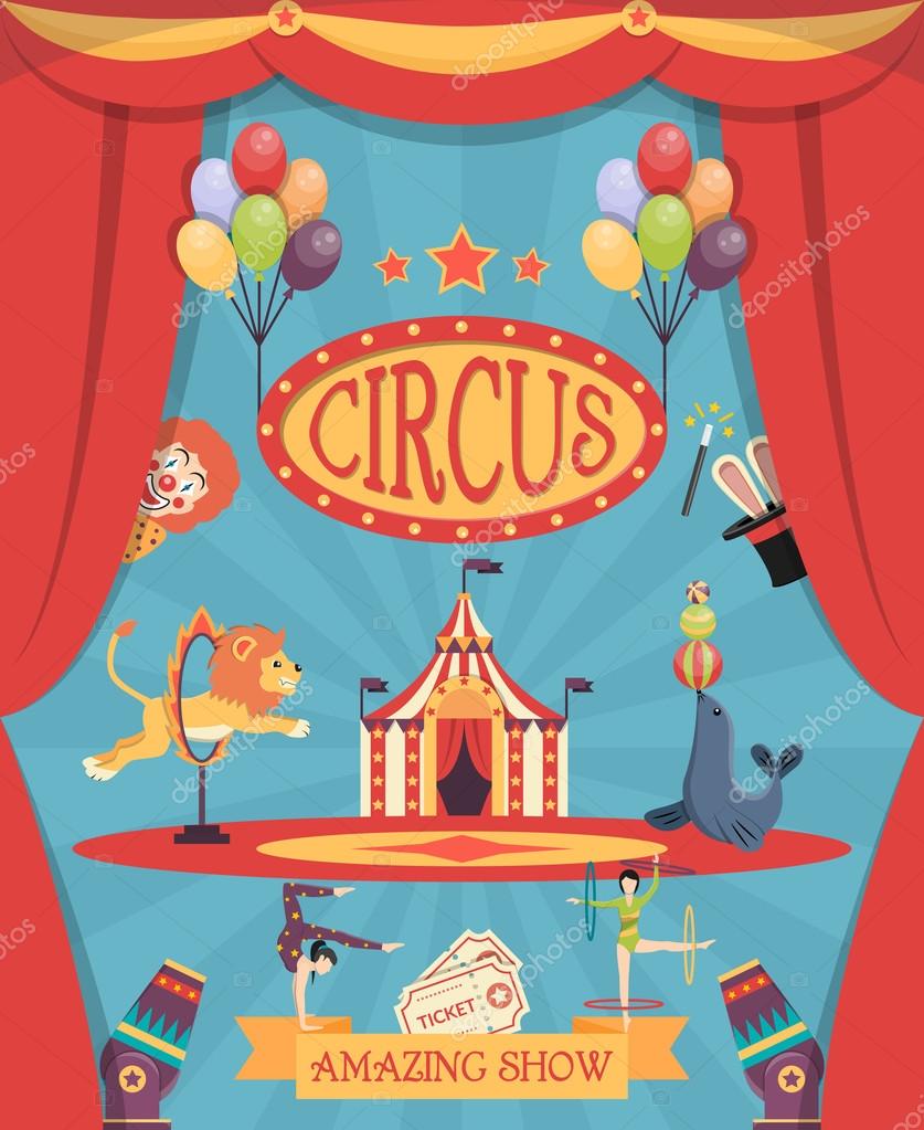 Amazing Circus Show Poster — Stock Vector © macrovector #96984900
