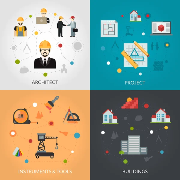 Engineer icon flat set — Stock Vector © macrovector #58776577