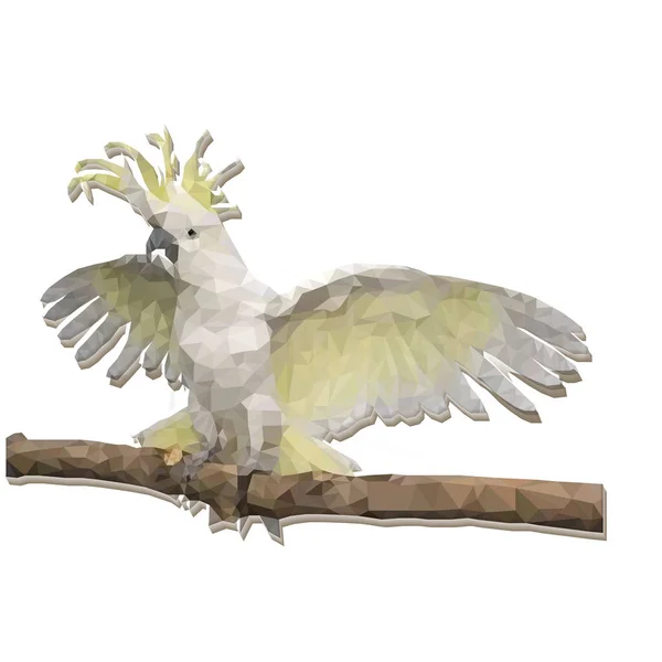 Ilustración. Loro cacatúa blanco con mechón amarillo estilo Low Poly ...