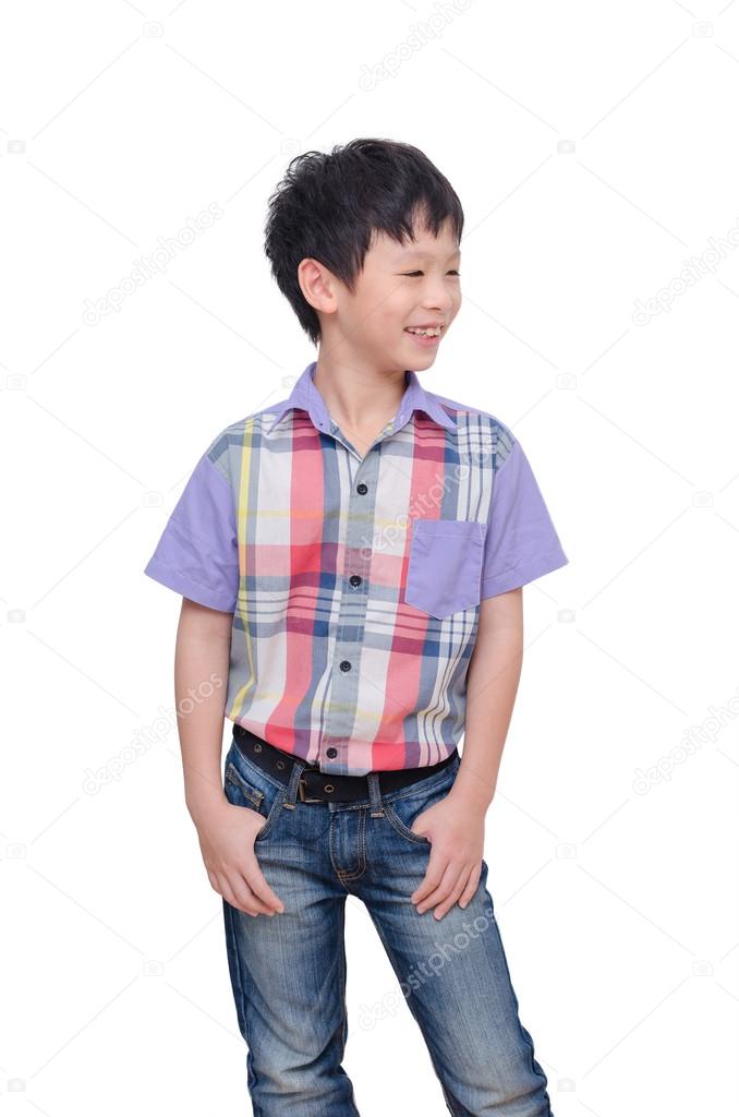 Boy smiling isolated over white — Stock Photo © parinyabinsuk #98965514