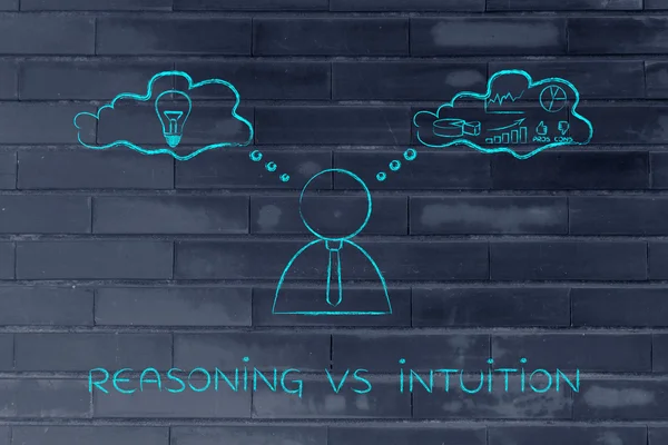 Reasoning vs intuition, businessman with thought bubbles — Stock Photo ...