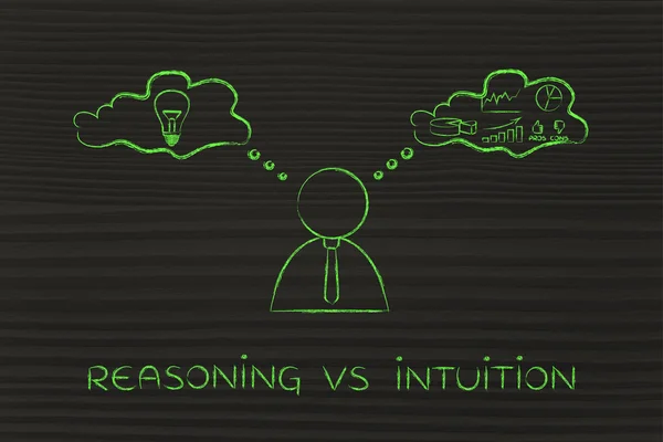 Reasoning vs intuition, businessman with thought bubbles Stock Photo by ...