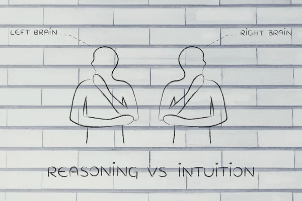 Reasoning vs intuition, businessman with thought bubbles Stock Photo by ...