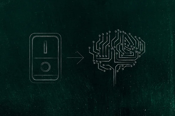 Circuit brain with captions of artificial intelligence functions Stock ...