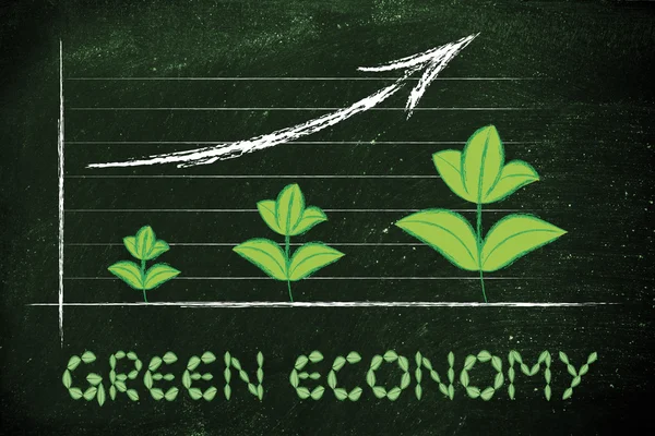 metaphor of green economy, performance graph with leaves growth - Stock ...