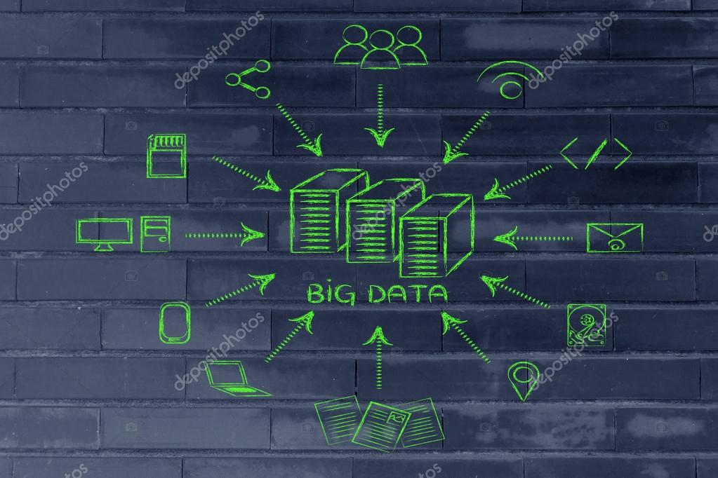 Illustration of big data, file transfes and sharing files — Stock Photo ...