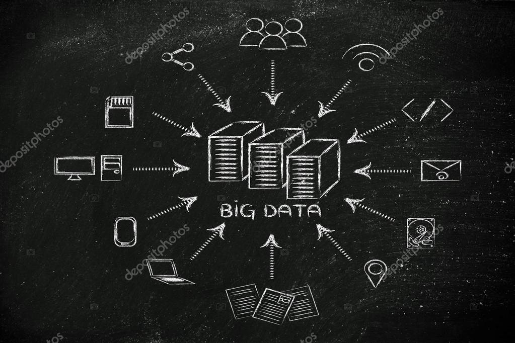 Illustration of big data, file transfes and sharing files — Stock Photo ...